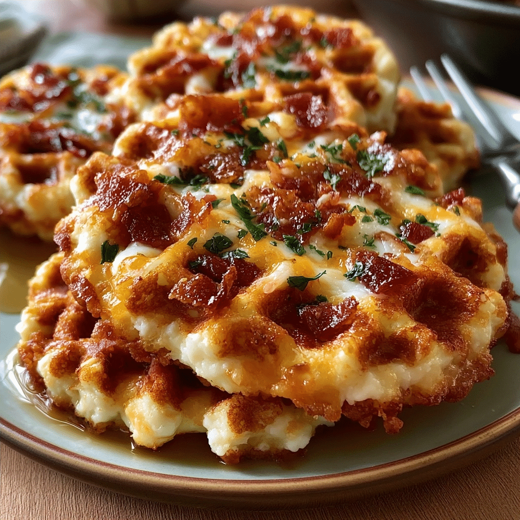 No-Batter Cottage Cheese Cheddar Bacon Waffles — Golden Grid Snap